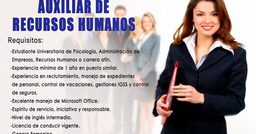 Auxiliar de Recursos Humanos ~ Empleos en Guatemala - Clasiempleos.com