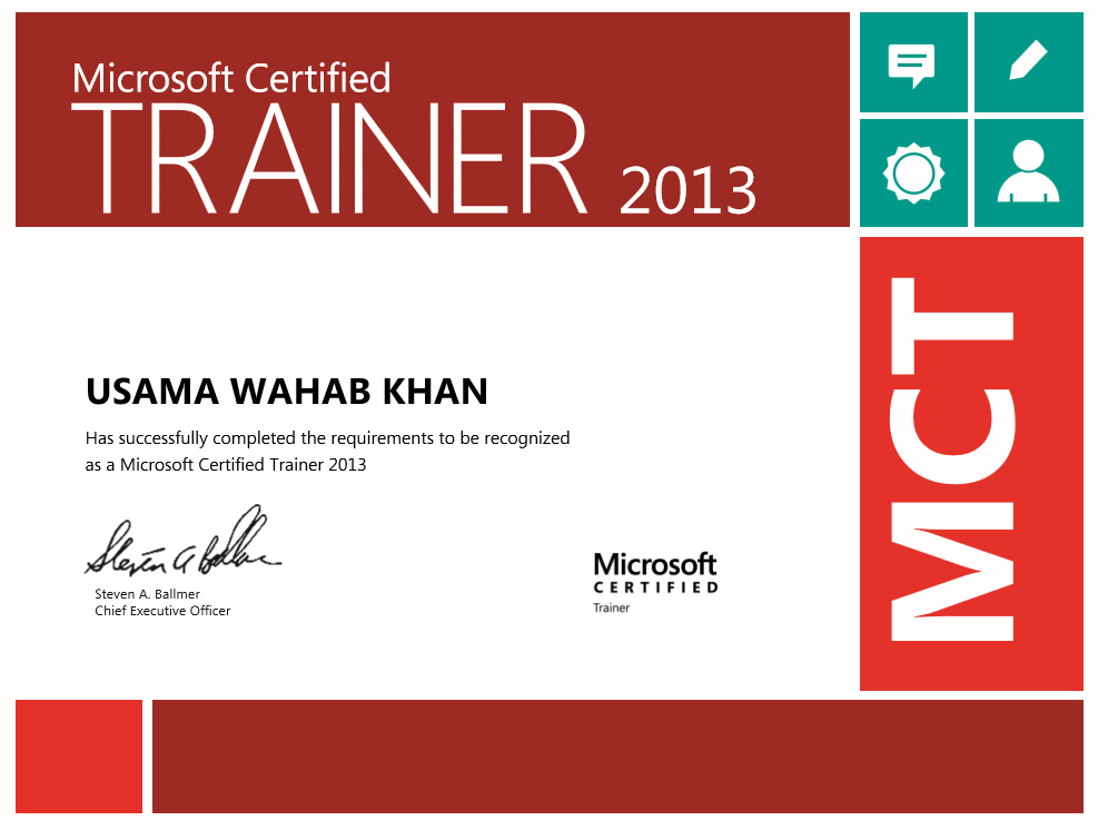 Usama Wahab Khan: Microsoft certified Trainer 2013 SharePoint Usama Wahab Khan: Microsoft certified Trainer 2013 SharePoint