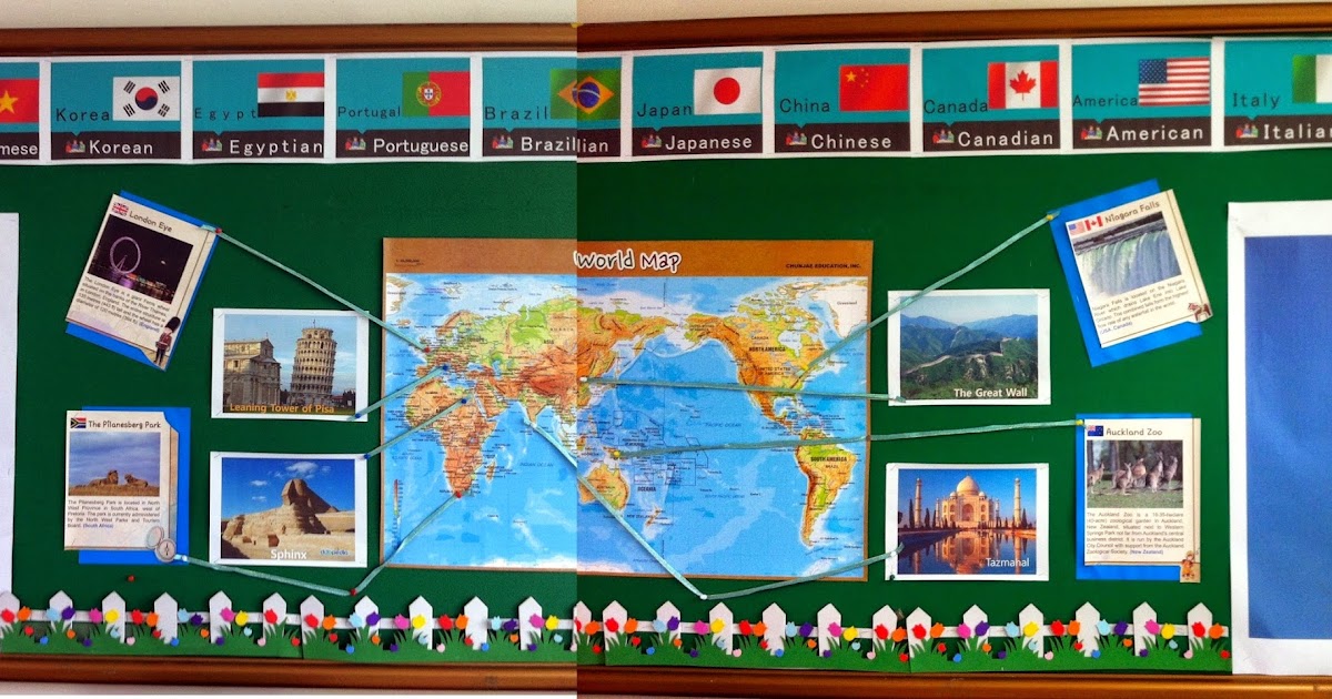 World Map Bulletin Board Set - United States Map