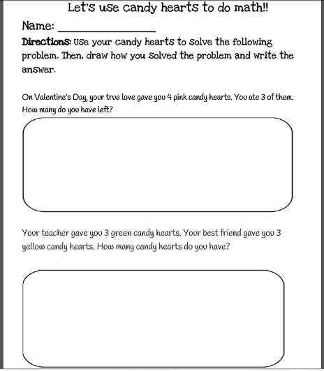 Loud and Proud in Kindergarten: Candy Heart Problem Solving!