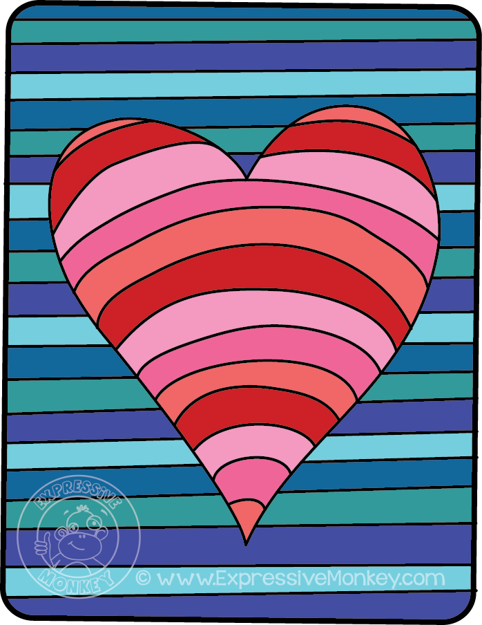Color Theory using Op Art Hearts - Expressive Monkey