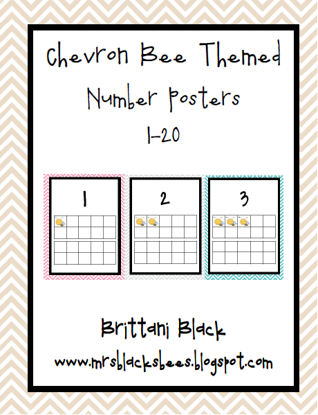 Chevron Number Posters~ Bee Themed | Mrs. Black's Bees