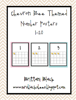 Chevron Number Posters~ Bee Themed | Mrs. Black's Bees