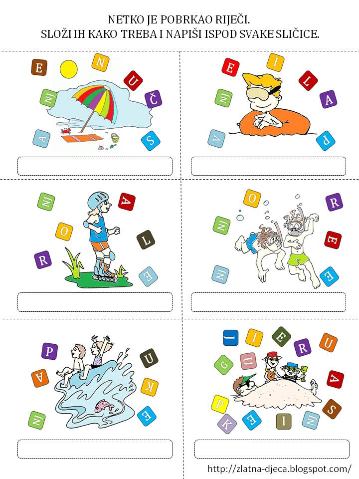 Zlatna djeca: "Ljetni" radni listovi