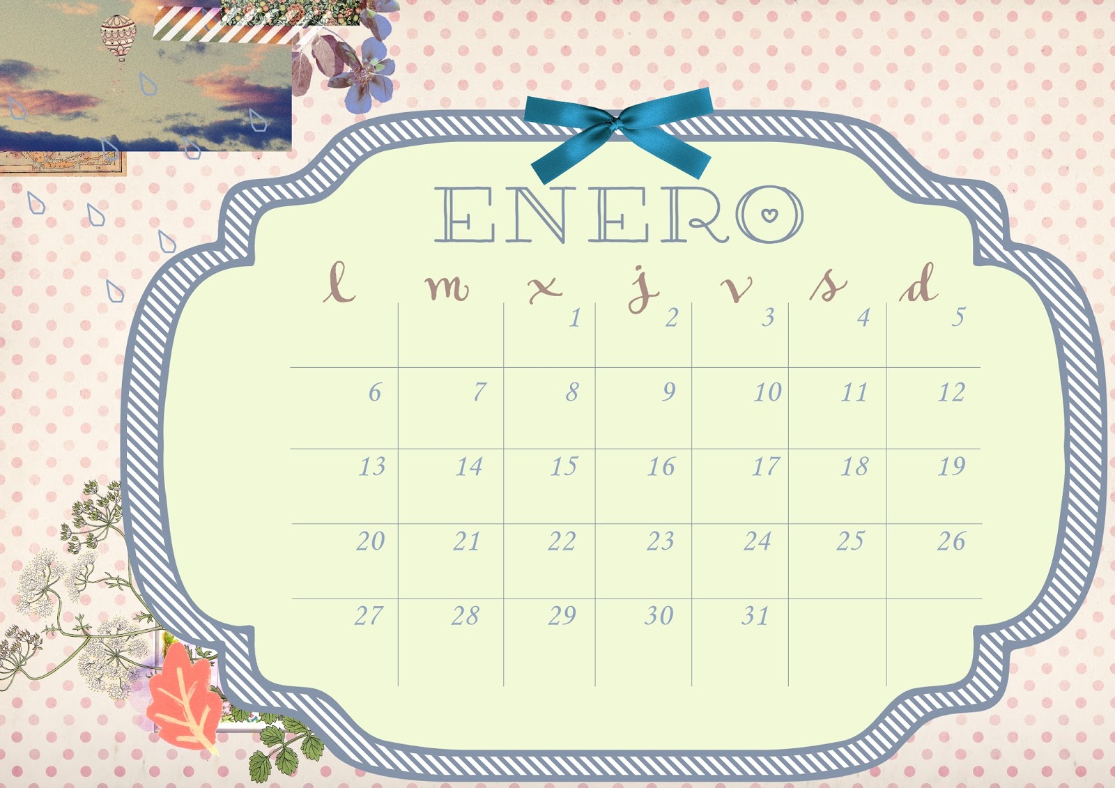 imprimible: calendario enero | MLCblog