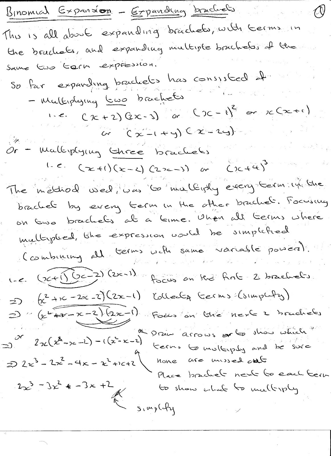 A Level Maths Notes: Binomial Expansion - Expanding brackets A Level Maths Notes: Binomial Expansion - Expanding brackets