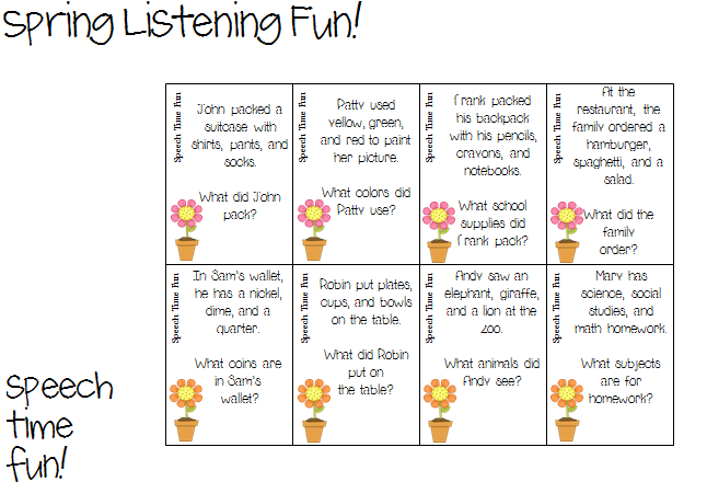 Spring Listening Fun! - Speech Time Fun: Speech and Language Activities