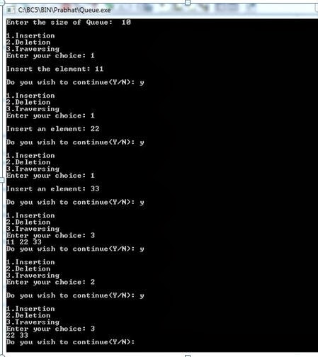 WAP to insert, delete and traverse a queue | Write A Program WAP to insert, delete and traverse a queue | Write A Program