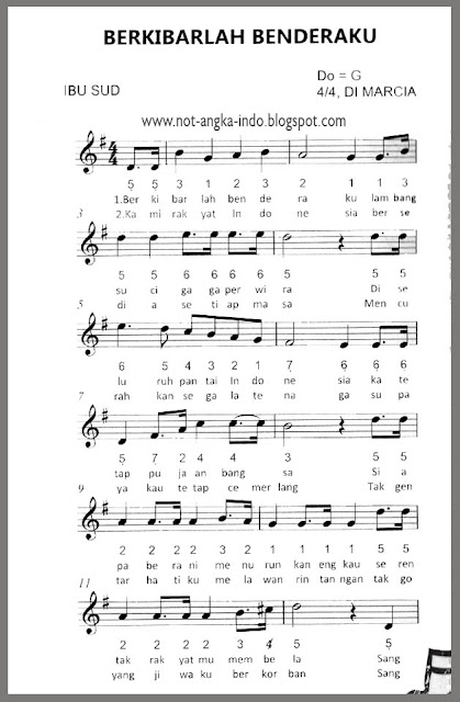 Not Angka Lagu Berkibarlah Benderaku - Not Angka Lagu Indonesia Not Angka Lagu Berkibarlah Benderaku - Not Angka Lagu Indonesia