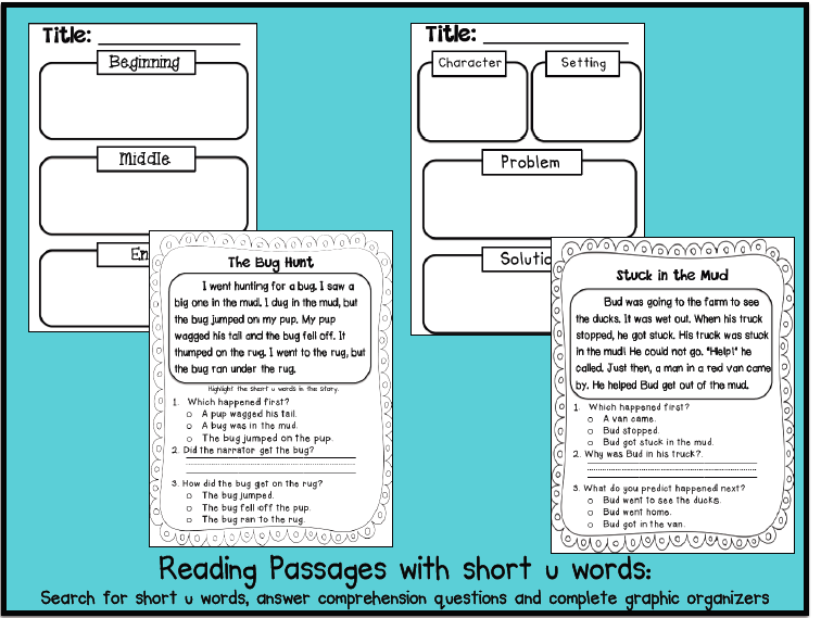 Common Core Aligned Short u Literacy Pack - Sarah's Teaching Snippets