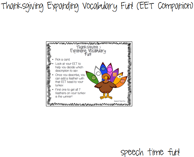 Thanksgiving Expanding Vocabulary Fun! (EET Companion!) - Speech Time ...