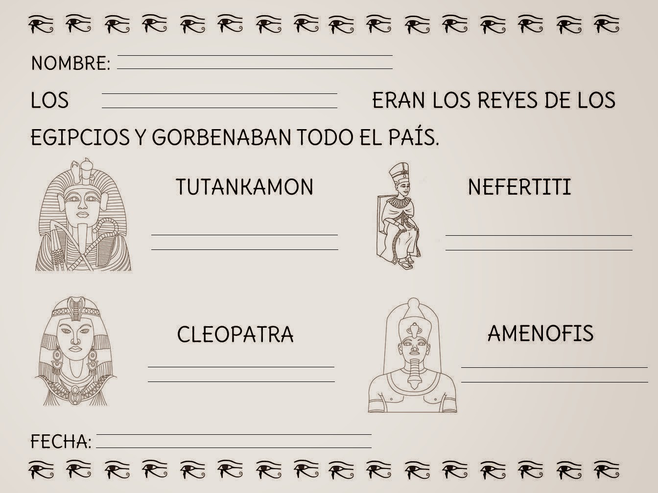 Hemos terminado nuestro proyecto de Egipto. Estas son las fichas que ...