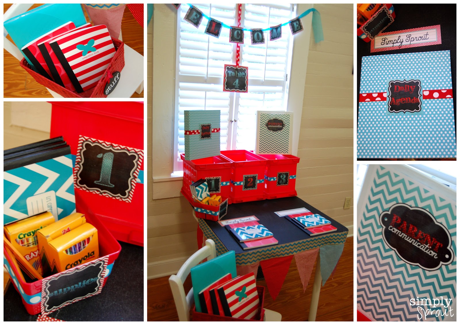 Red & Aqua Classroom Design Kit - Simply Sprout