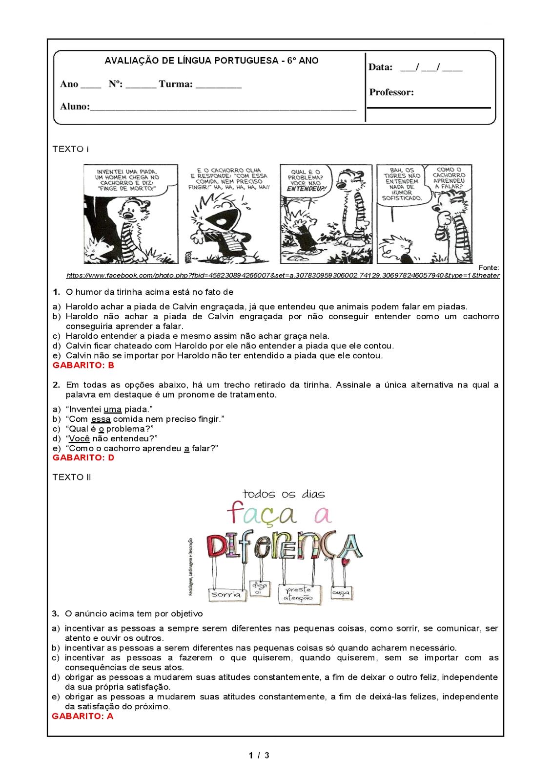 Atividade Lingua Portuguesa 6 Ano - LIBRAIN