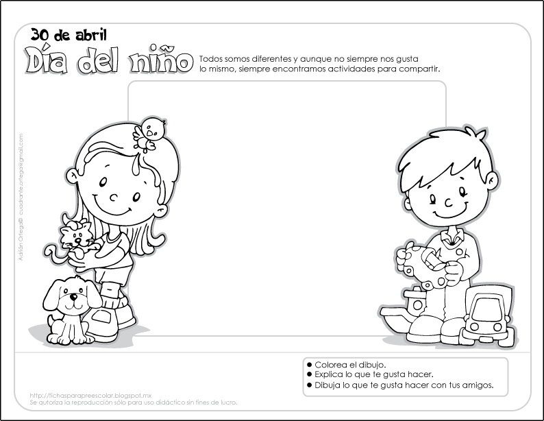 Fichas para preescolar: Día del niño, una ficha para compartir