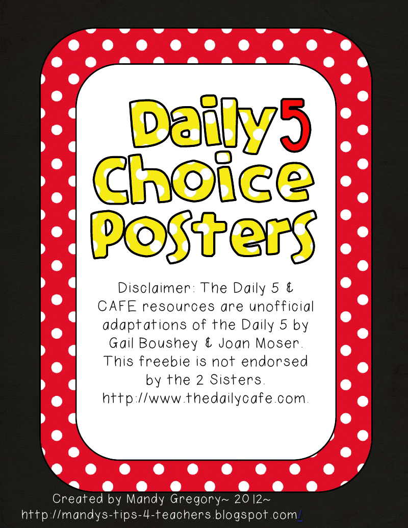 Daily 5 Cafe Posters