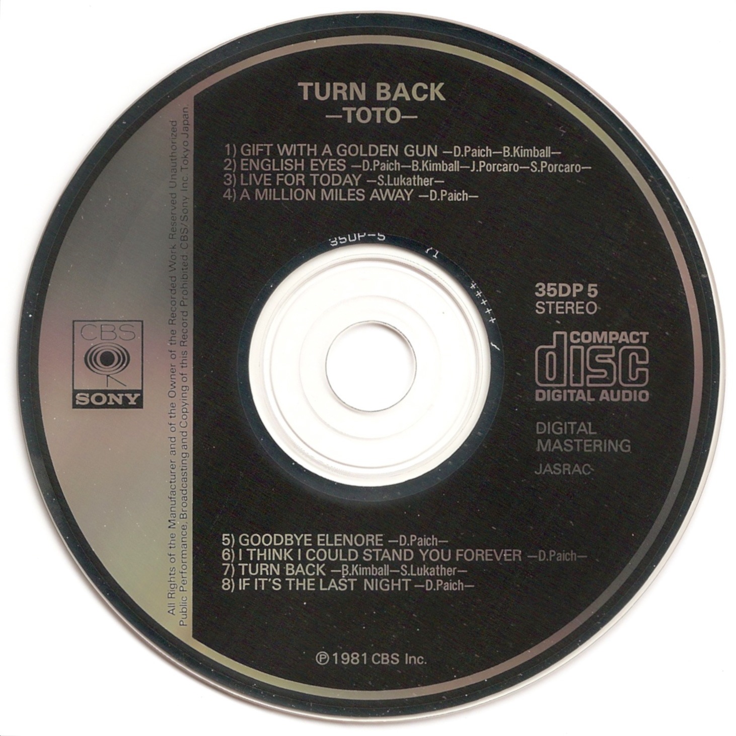 The First Pressing CD Collection: Toto - Turn Back