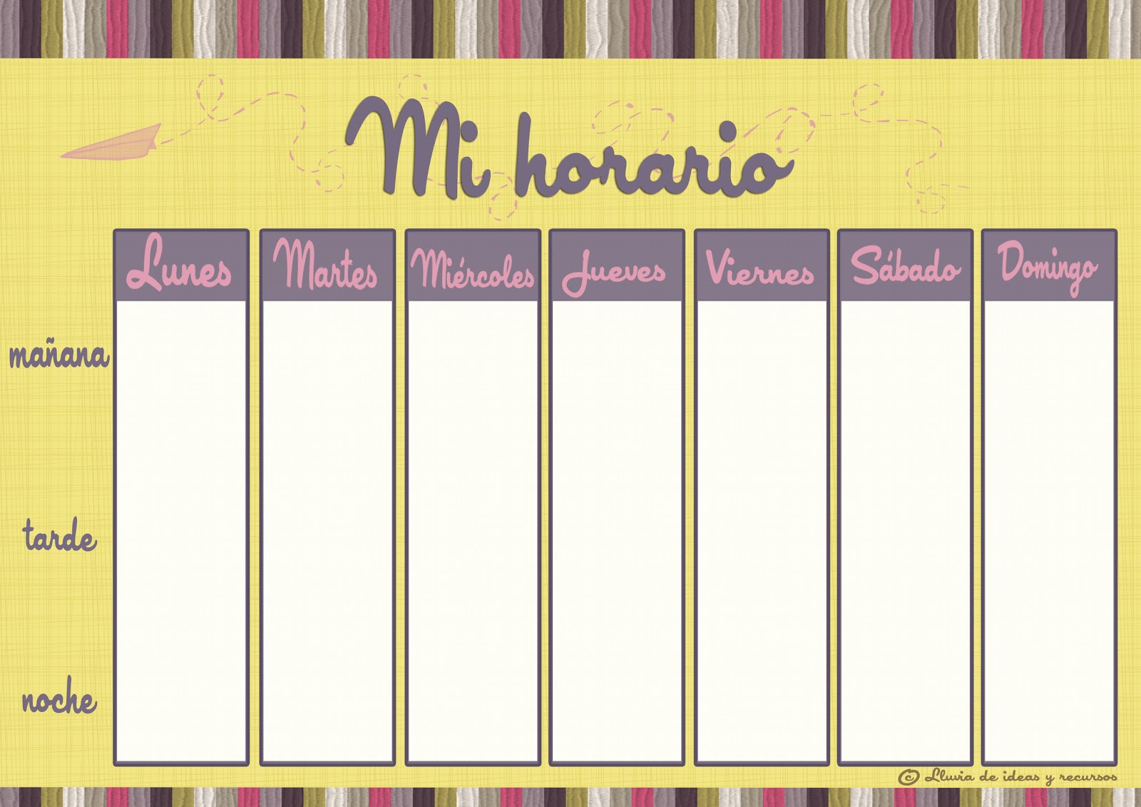 Descargables: Horario - LLUVIA DE IDEAS