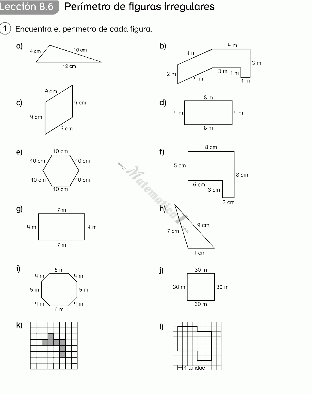 PERIMETROS EJEMPLOS RESUELTOS DE MATEMATICA 3–TERCERO BASICO PDF