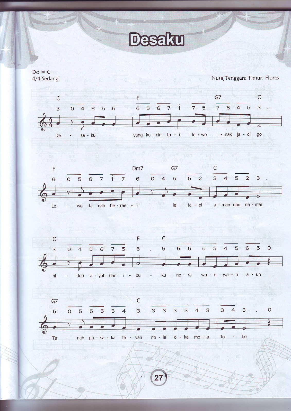 Not Angka dan Balok, Lagu: Not Angka dan Balok, Lagu: