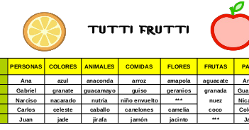 JUEGOS POPULARES DE LA REGIÓN ANDINA: STOP O TUTTI FRUTTI