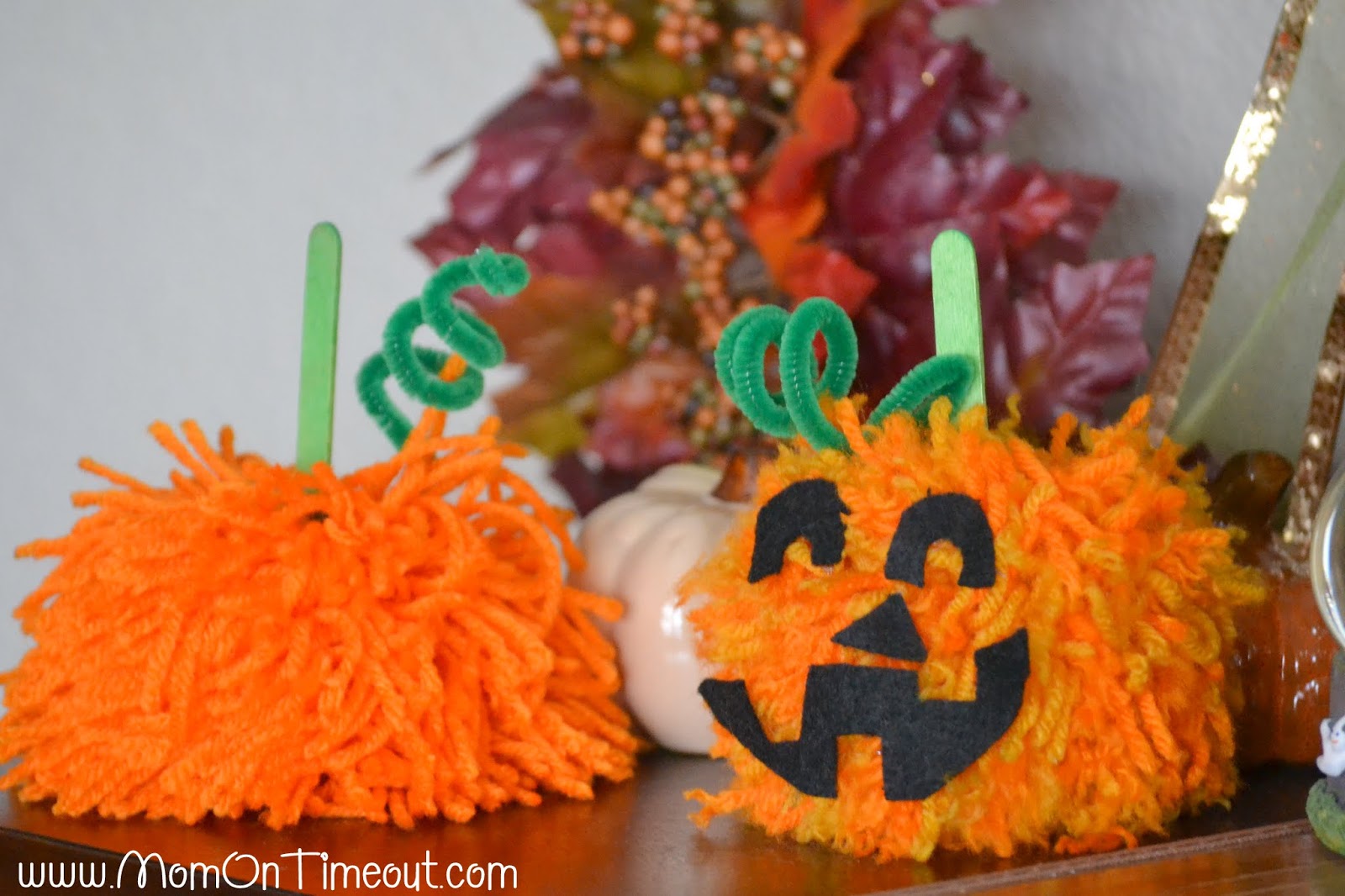 Pom Pom Pumpkins - Kid's Halloween Craft Idea - Mom On Timeout