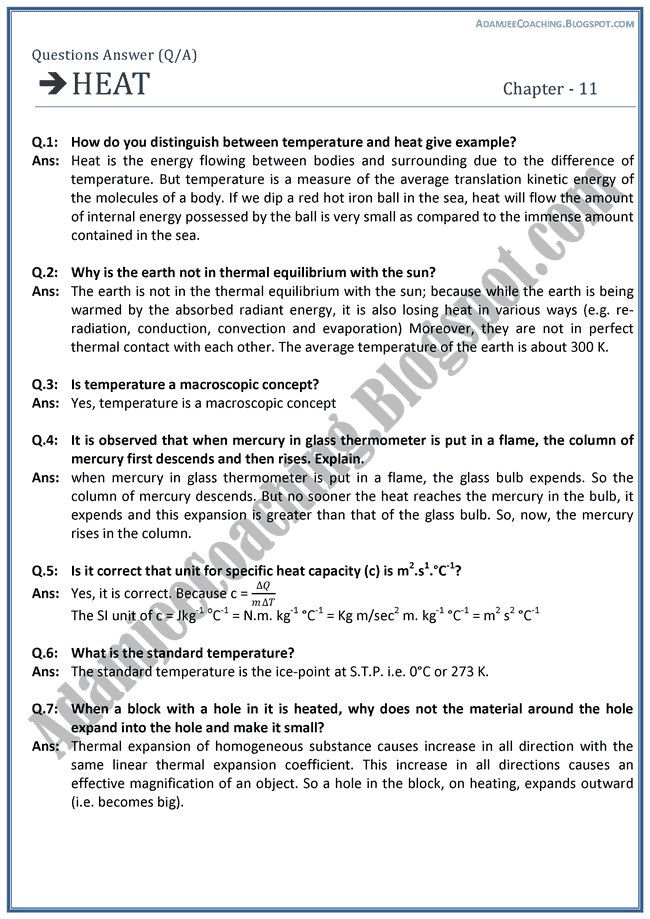 Adamjee Coaching Heat Question Answers Physics XII adamjee-coaching-heat-question-answers-physics-xii
