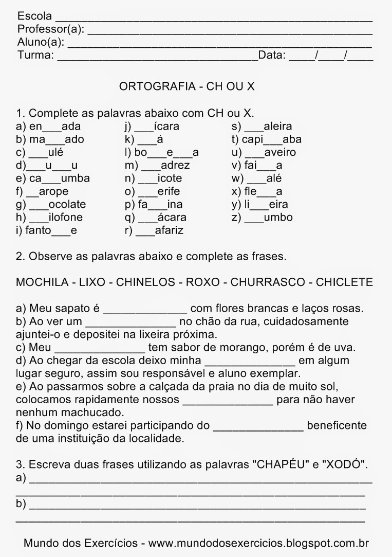 Ortografia CH ou X