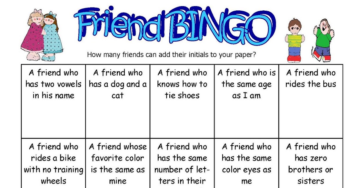 Color Me Happy in Kindergarten: Friend Bingo!