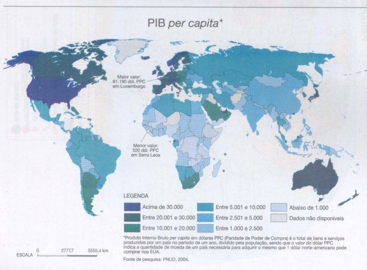 Professor Wladimir - Geografia: Mapas do Mundo sobre PIB, renda per capita