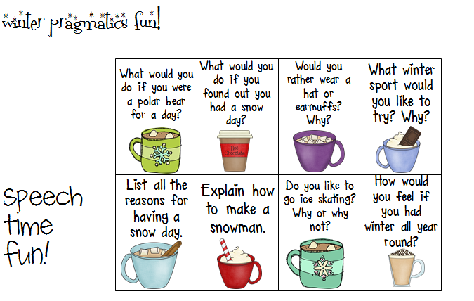 Winter Pragmatics Fun! - Speech Time Fun: Speech and Language Activities