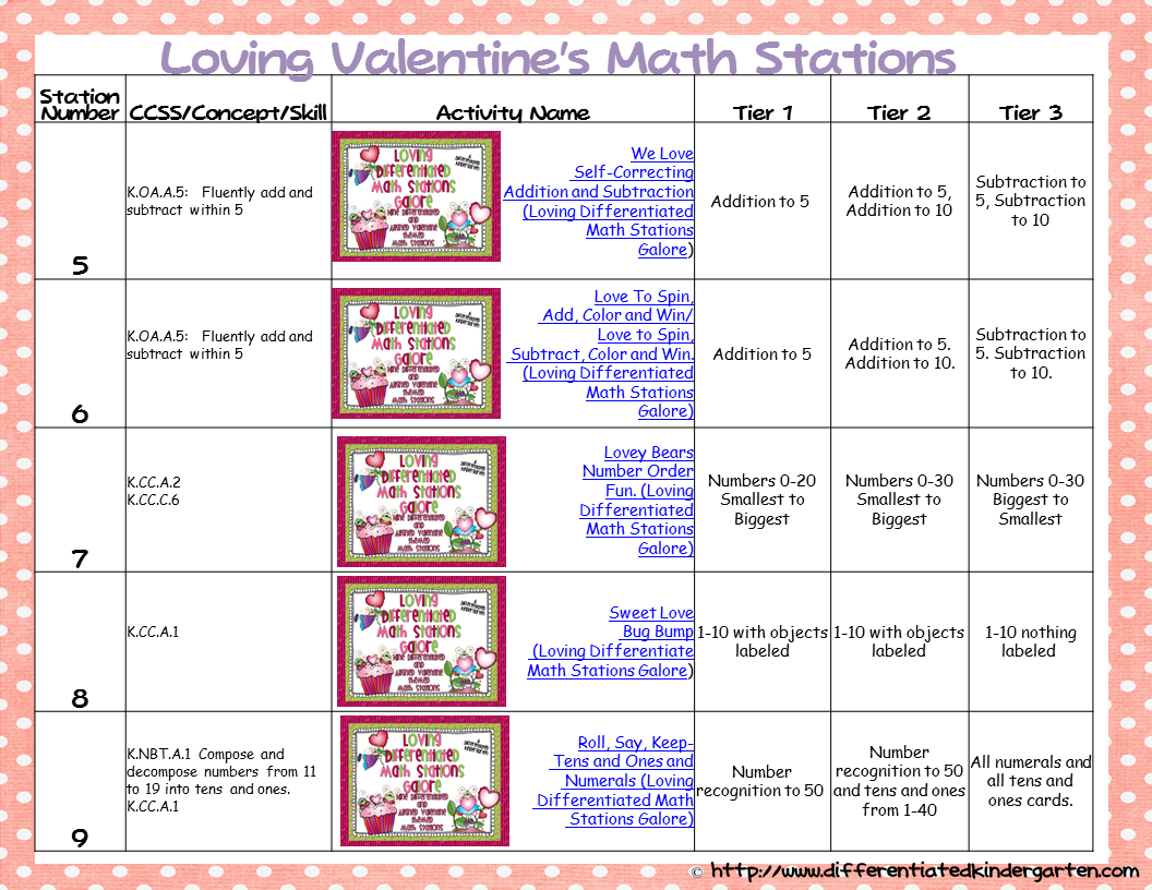 Love to Plan Differentiated and Aligned Valentine's Math Stations ...