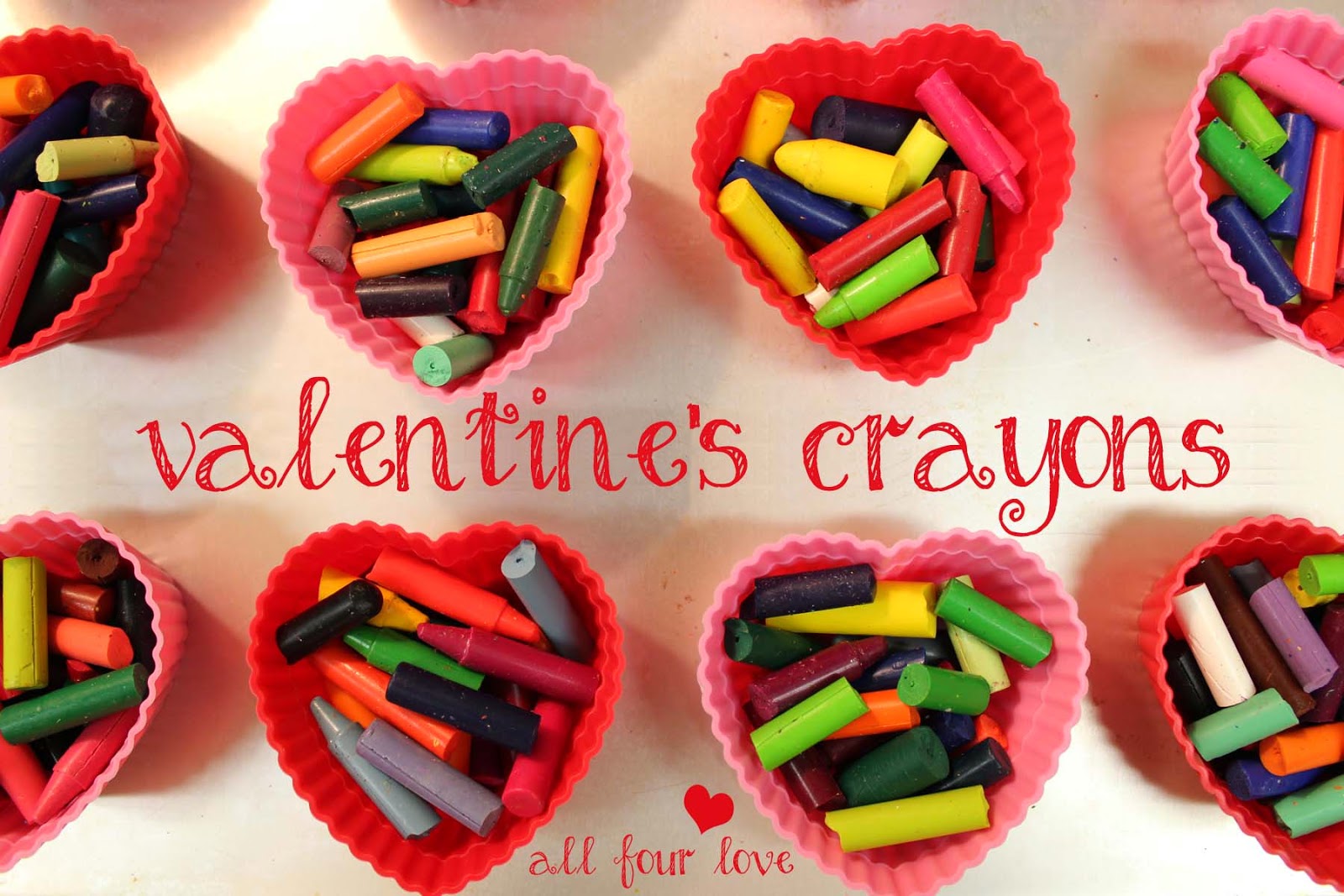 All Four Love: Heart Shaped Crayon Valentines