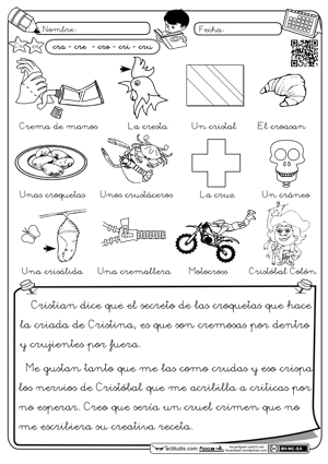 LOS PITUFOS DE PRIMARIA: Fichas para trabajar las sílabas cra, cre, cri ...