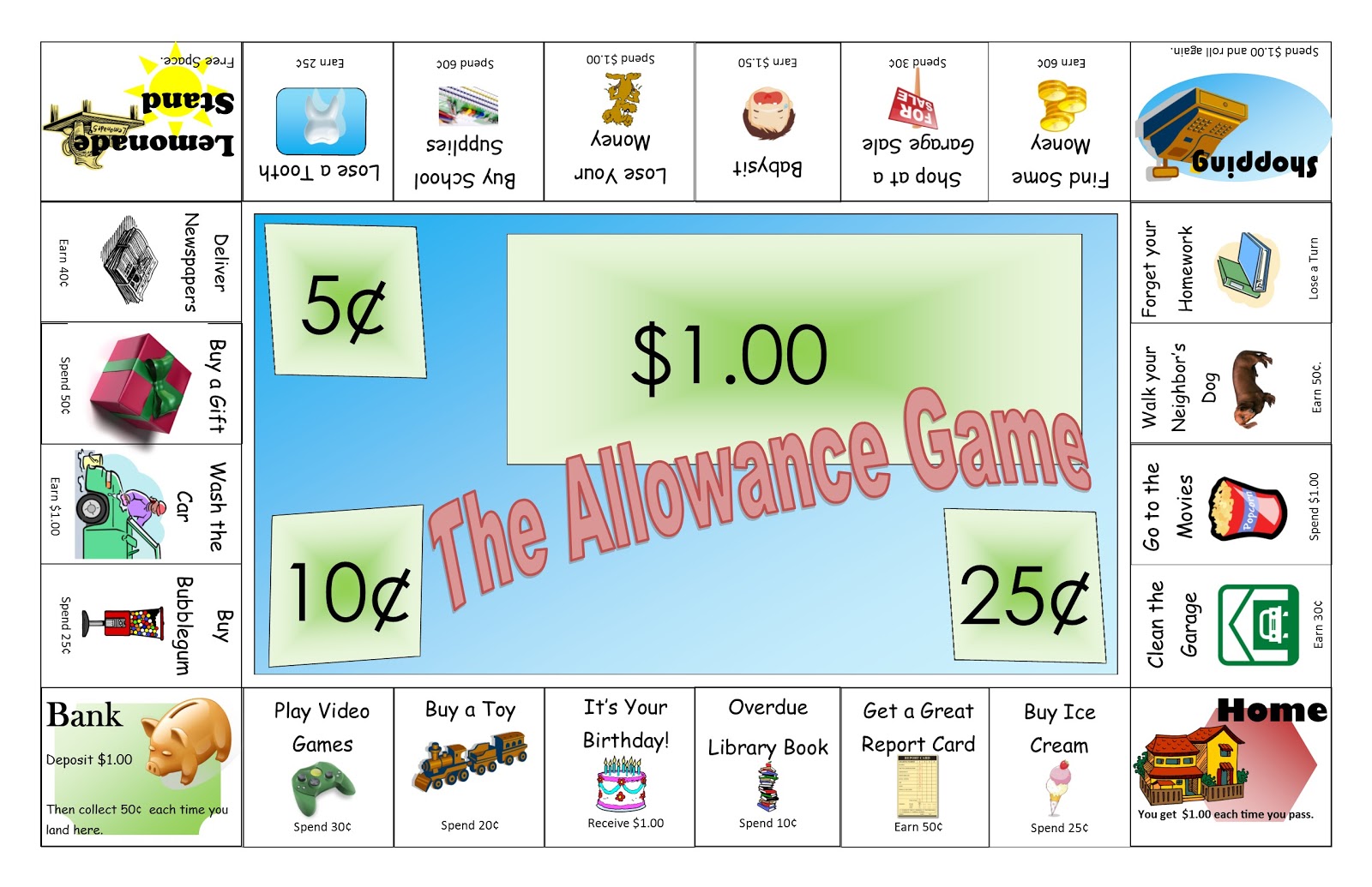 The Idea Cubby: Allowance Money Game