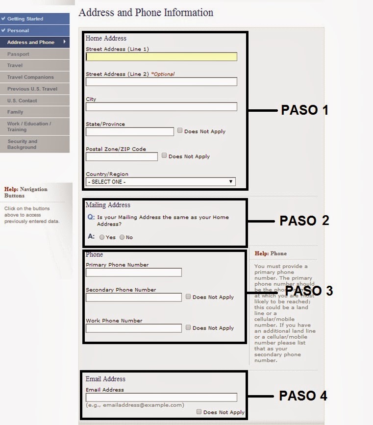 Información de tu domicilio y números de teléfonos (Address and Phone ...