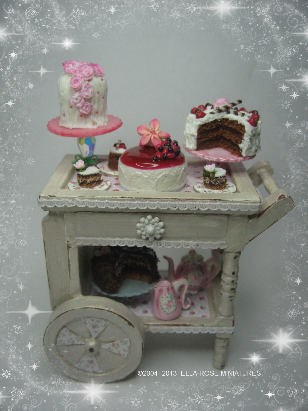 Ella Rose Miniatures 12th Scale Dessert Trolley ella-rose-miniatures-12th-scale-dessert-trolley