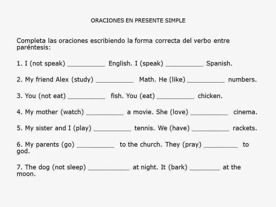 Escribe fácil en inglés: EJERCICIOS PROPUESTOS PRESENTE SIMPLE