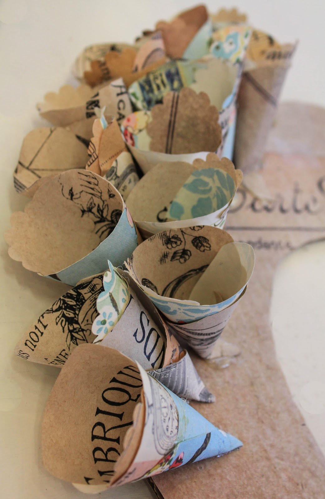 LaurieAnna s Vintage Home Spring Paper Cone Wreath Tutorial laurieanna-s-vintage-home-spring-paper-cone-wreath-tutorial