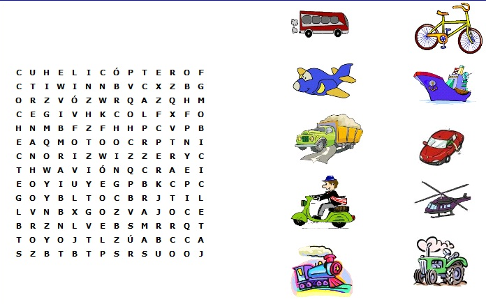 COMO TE LO CUENTO: SOPA DE LETRAS: Medios de transporte