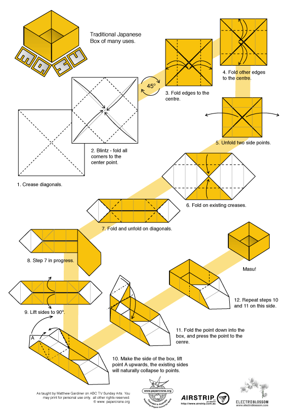 Tutorial de Artesanías: Cajas con una hoja de papel Tutorial de Artesanías: Cajas con una hoja de papel