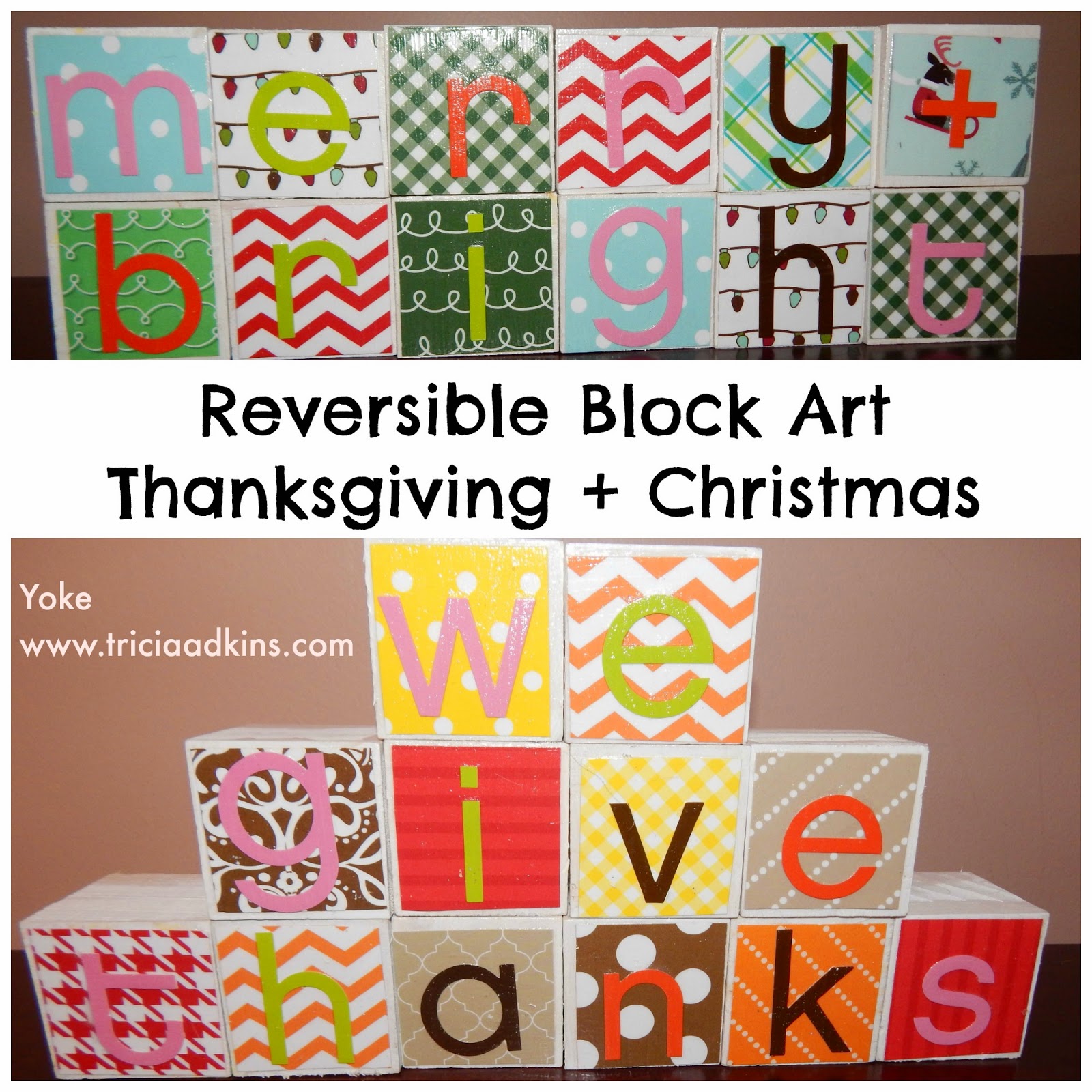Reversible Thanksgiving and Christmas Block Art: Nap-Time Pursuits Link Up!