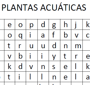 SOPA DE LETRAS: PLANTAS ACUATICAS ~ Ciencias de la Educación