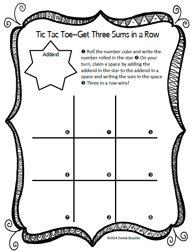 Tic Tac Toe Menu Template - Detrester.com