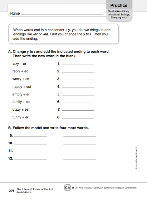 Homework 2012-2013: January 10th - Language Arts Work Packet