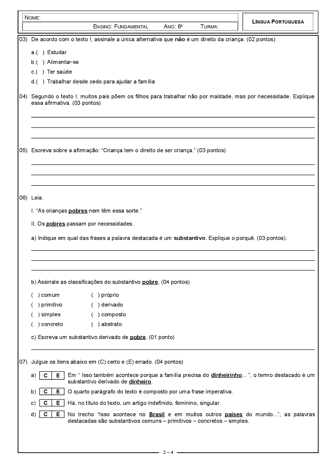 Atividades Sobre As Classes Gramaticais - REVOEDUCA Atividades Sobre As Classes Gramaticais - REVOEDUCA