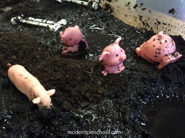 Pigs in the Mud Sensory Bin