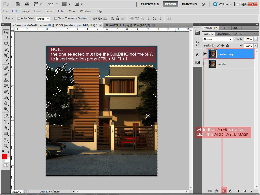 SKETCHUP TEXTURE PS TUTORIAL POST PROCESS VRAY ALPHA CHANNEL sketchup-texture-ps-tutorial-post-process-vray-alpha-channel