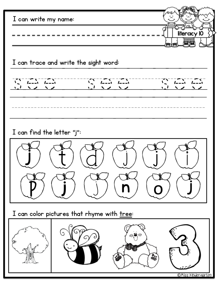 Kindergarten Morning Work - Miss Kindergarten