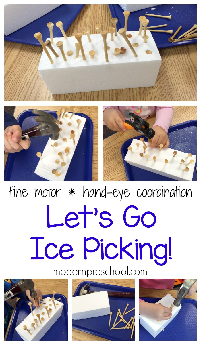 Fine Motor Ice Picking in Preschool